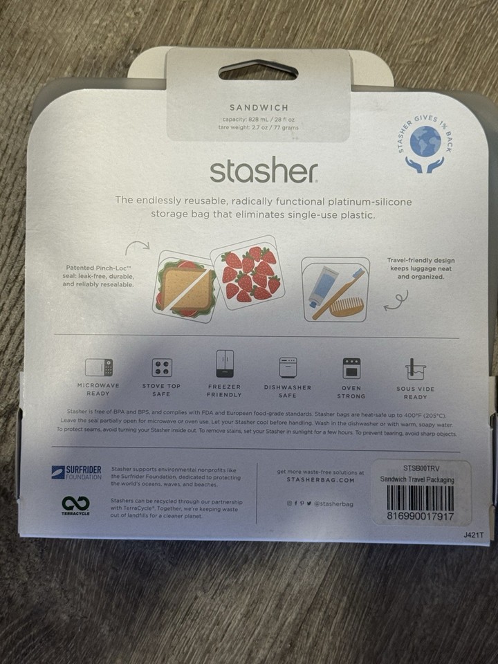 2 Pack!! Stasher Clear Silicone Reusable Sandwich Storage Bags. | eBay