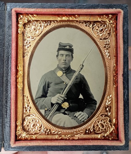9th Plate Ruby Ambrotype Civil War Soldier Model 1854 Lorenz Rifle W ...