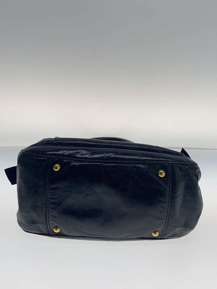 MIU MIU Vitello Lux Ribbon Leather Black Handbag Auth From Japan Good ...