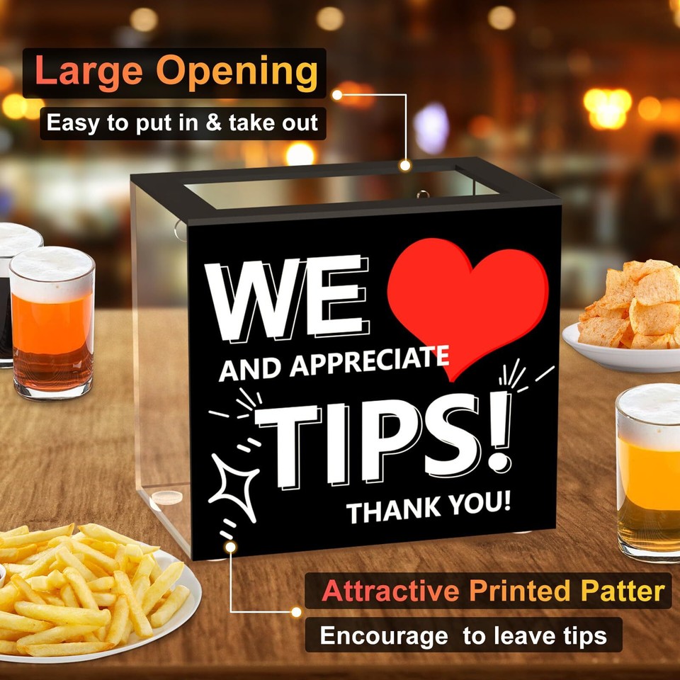 Acrylic Tip Jar for Bartender Money Suggestion Box Donation Jar ...