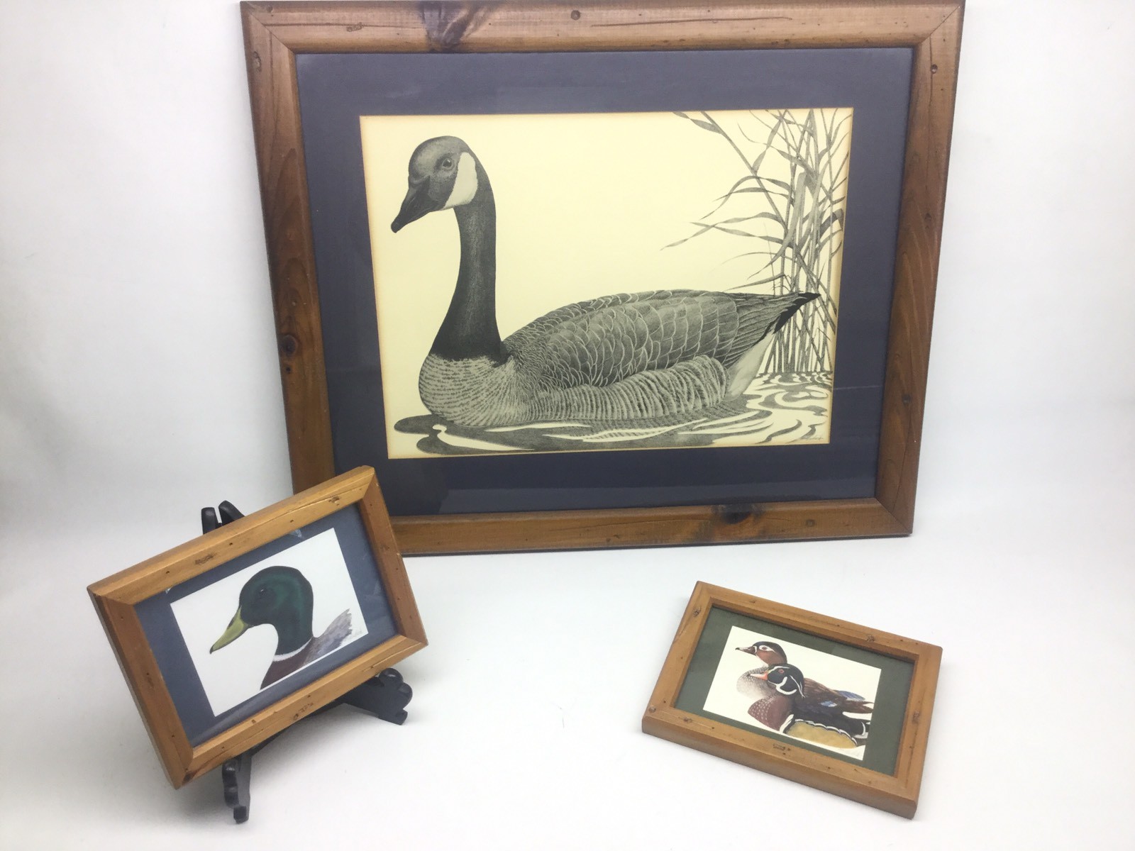 3 Signed Art Print Frank Hulick 1984 Canada Gander Wood Ducks Mallard ...