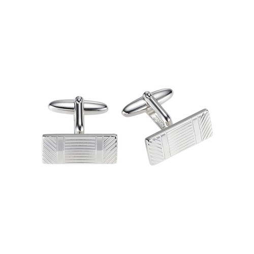Polished Rhodium Plated Variegated Stripe Pattern Rectangle Cufflinks | eBay Australia
