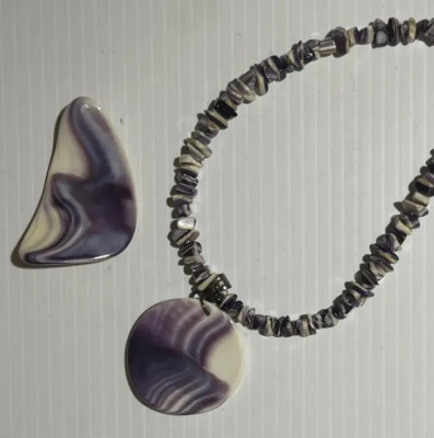 Vintage New! Native Wampum Shell & Sterling Set - Necklace & Extra ...