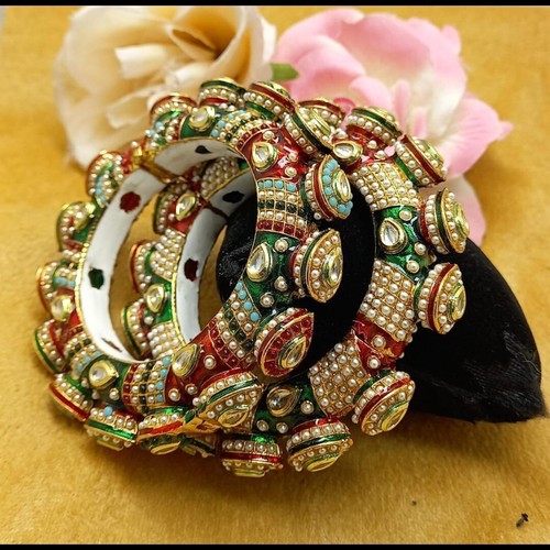 2Pc Indian Bridal Jewelry Ethnic Bangles Gold Plated Bollywood Bracelet Pair Set | eBay