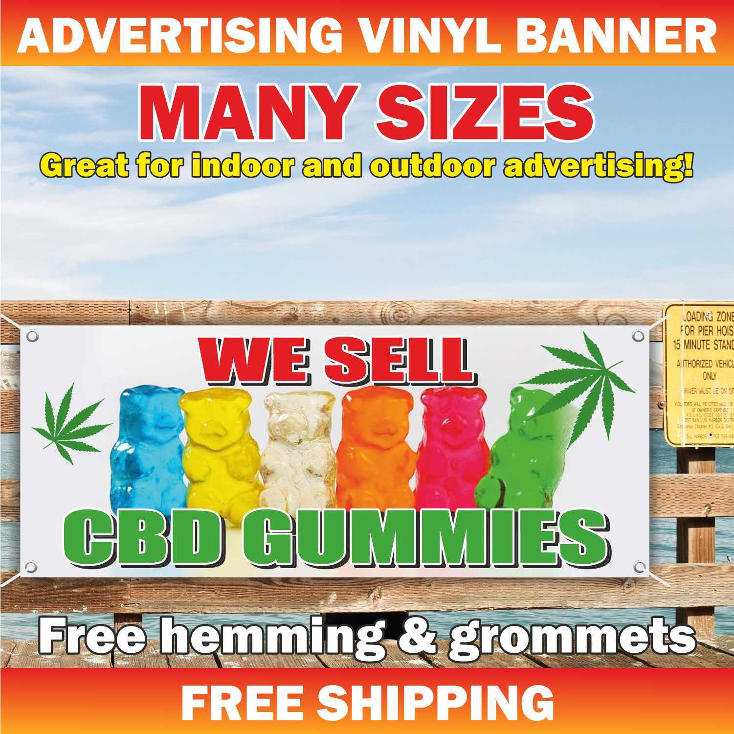 Banner Vinyl Mesh CBD GUMMIES Advertising Sign Edibles Medical Oil ...