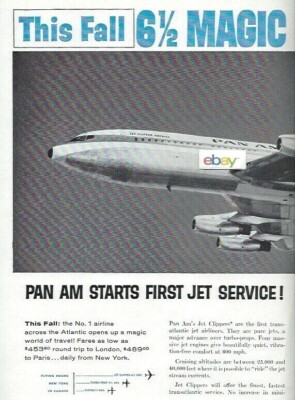 PAN AM BOEING 707 CLIPPER AMERICA JET 2 PG THIS FALL 6 1/2 HRS EUROPE ...