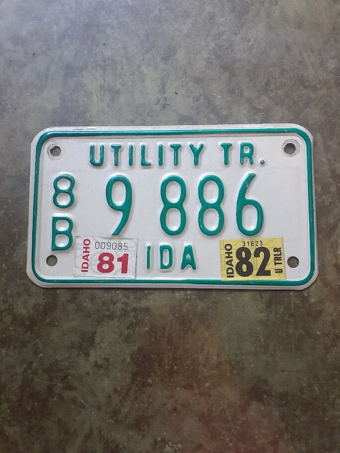 1982 Idaho License Plate Utility Trailer 8B 9 886 | eBay