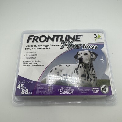 Frontline Plus For Dogs 45-88 lbs 3 Month Supply Three Doses Flea Tick ...
