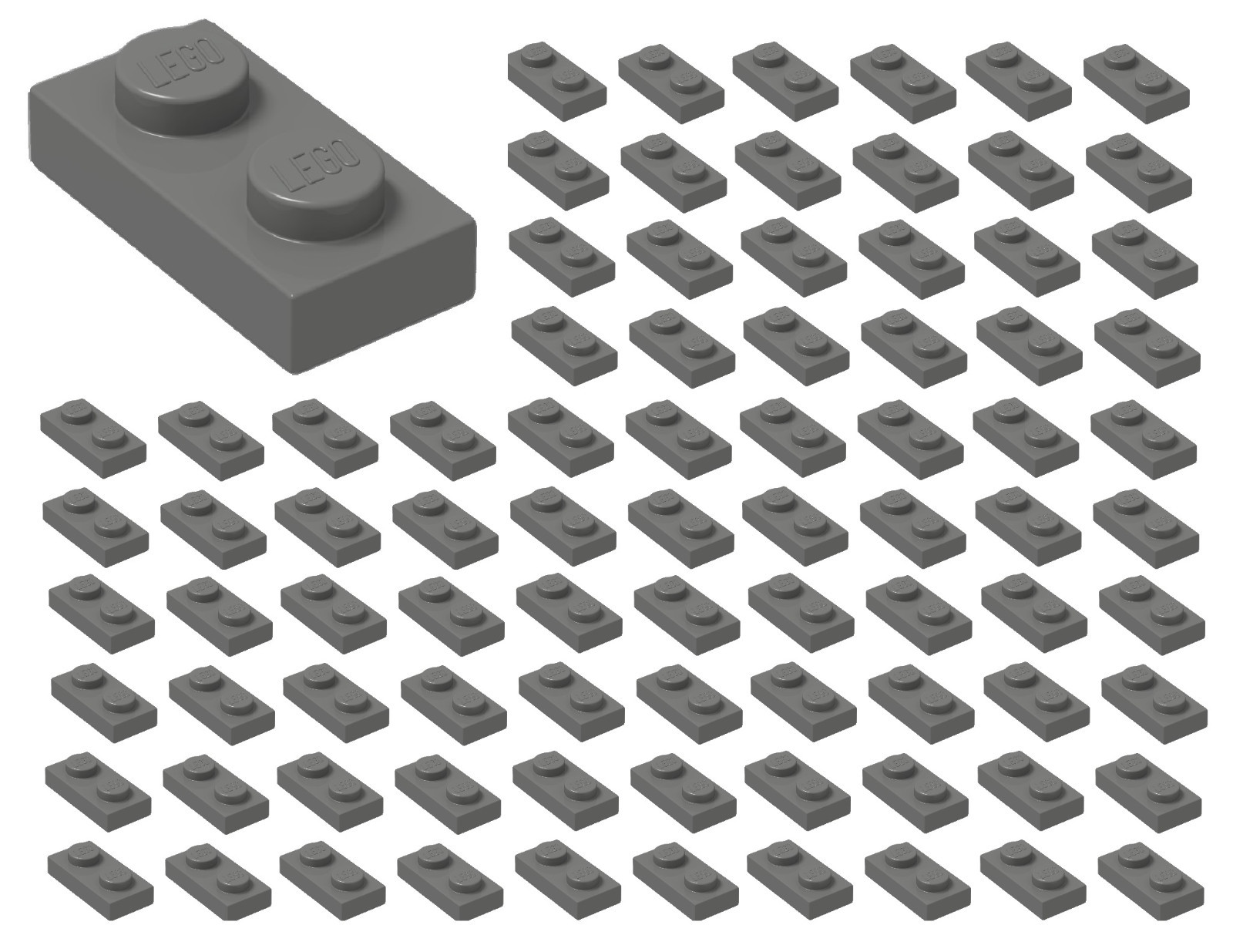 ☀️Lego 1x2 DARK BLUISH GRAY Plates x100 Building Part Piece Bulk Lot ...