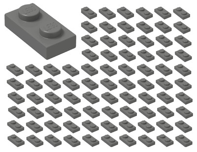 ☀️Lego 1x2 DARK BLUISH GRAY Plates x100 Building Part Piece Bulk Lot ...