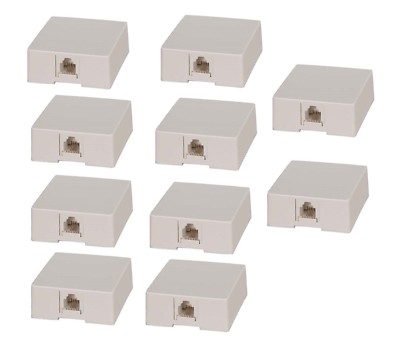 10pc 1 Port RJ11 6P4C Telephone/Phone Line White Modular Jack Surface ...