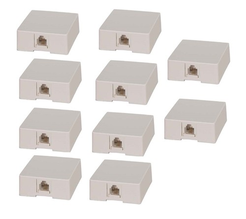 10pc 1 Port RJ11 6P4C Telephone/Phone Line White Modular Jack Surface ...