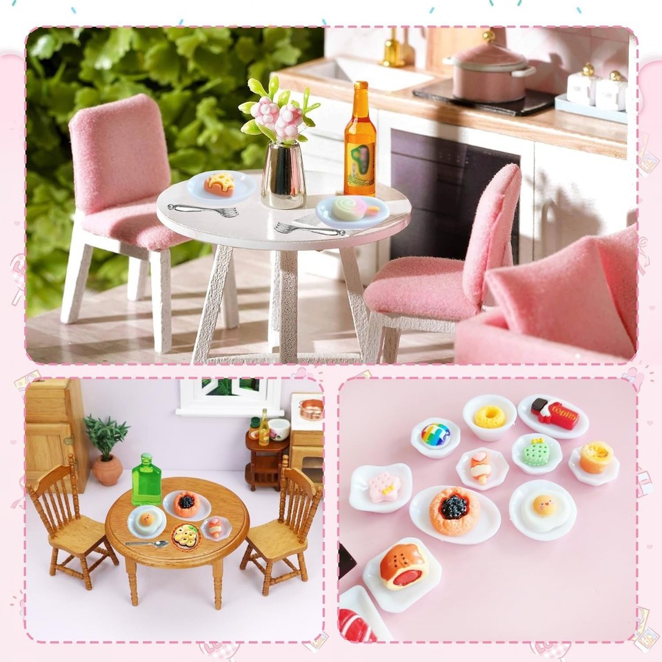 150 Pc Mini Food Drink Pretend Play Tiny Toys for Crafts Dollhouse Hair ...