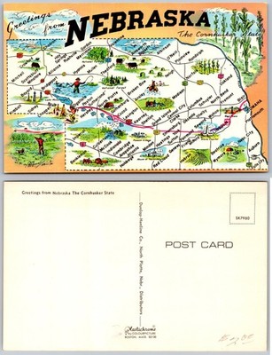 Nebraska Map Cornhusker State Greetings Postcard | eBay