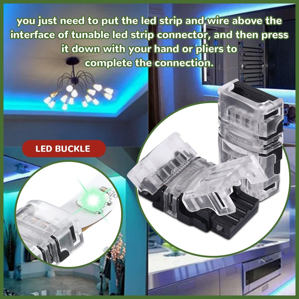 2X(11 Pieces Tunable 3 Pin LED Strip Connectors 10mm LED Strip ...