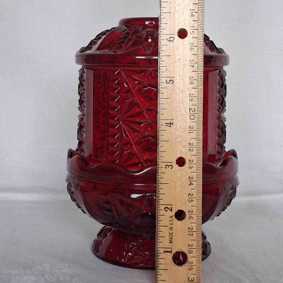 Vintage Indiana Glass Stars and Bars Fairy Lamp With Ruby Red Flashing ...