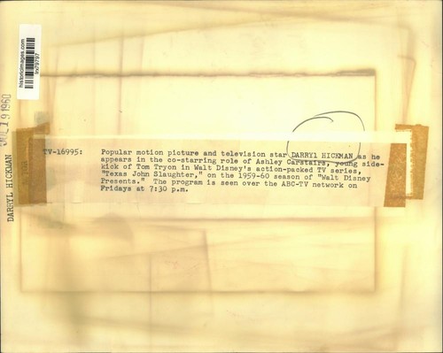 1950 Press Photo Darryl Hickman Stars in TV Series "Texas John Slaughter" | eBay