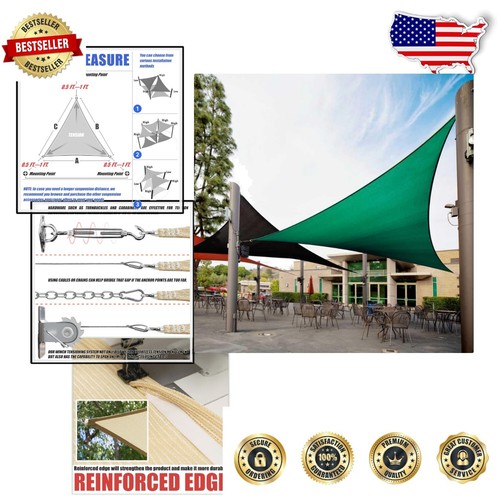 Heavy Duty 4' x 4' Green Triangle Sun Sail - 95% UV Blockage, Durable ...
