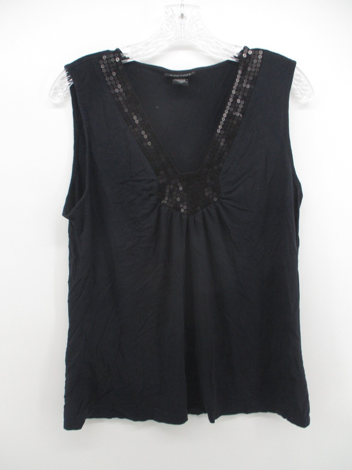 Apostrophe Stretch Large V Neck Wide Strap Sequined Tank | eBay
