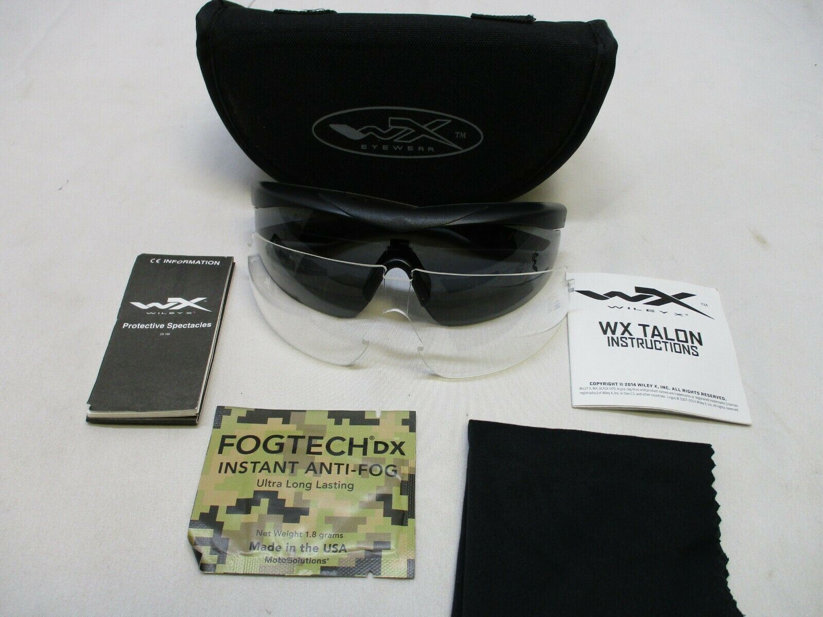NEW WILEY-X TALON MILITARY SUNGLASS KIT EYE PRO SHATERPROOF CLEAR ...