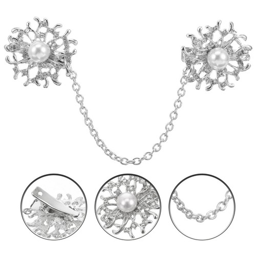 Alloy Pearl Jacket Sweater Chain Clips Miss Cardigan Link Buckles Collar | eBay