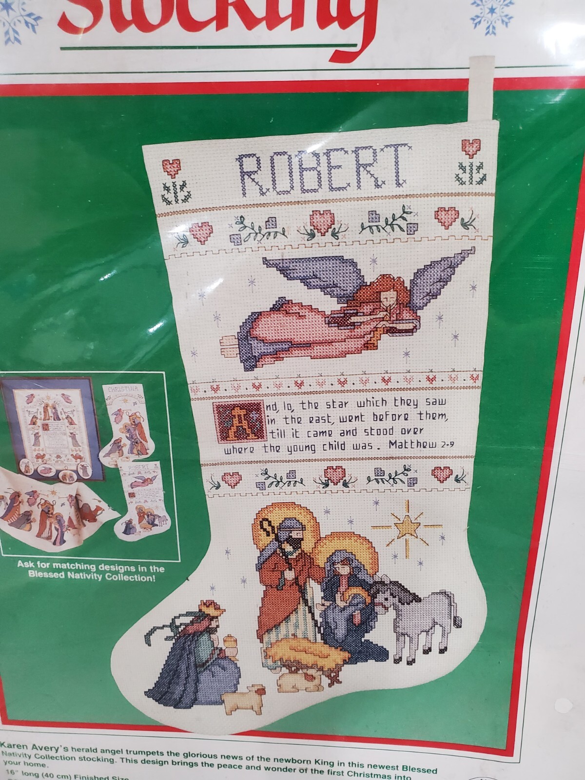 Dimensions Nativity Angel Counted Cross Stitch Christmas Stocking Kit ...