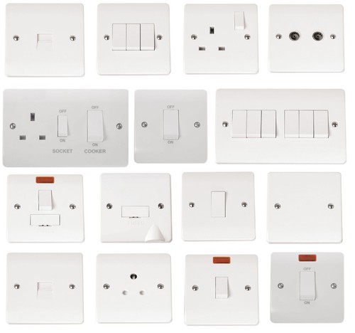 Click Mode White Plastic Moulded Light Switches & Sockets Round Corner ...