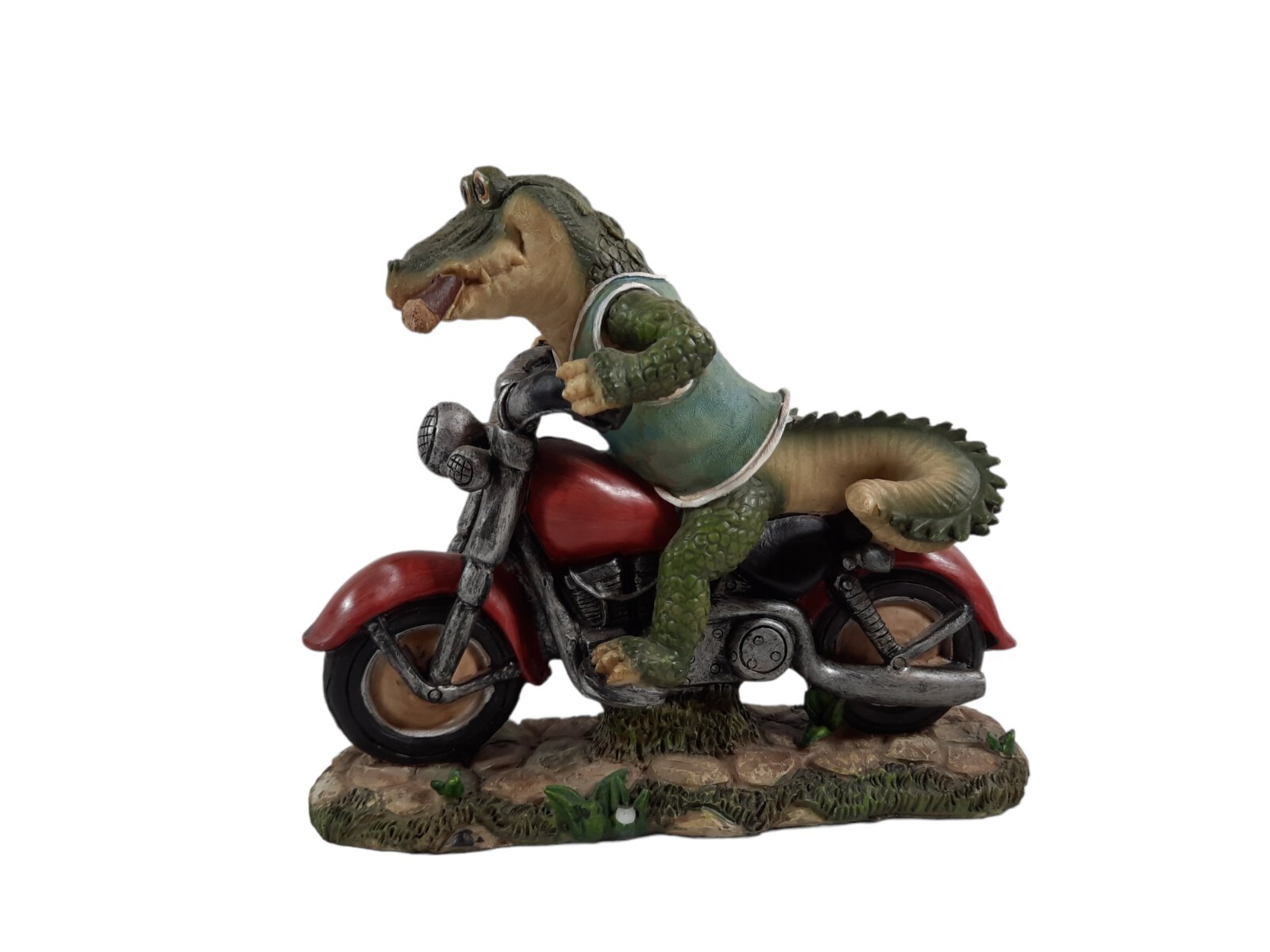 7"W CROCODILE ALLIGATOR Riding Motorcycle CIGAR Statue Funny Animal ...