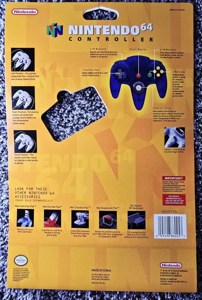 Nintendo N64 Grape Controller Blister Cardboard Only NO CONTROLLER | eBay
