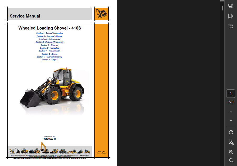 JCB 418S WHEELED LOADING SHOVEL SERVICE REPAIR SHOP MANUAL PDF USB | eBay