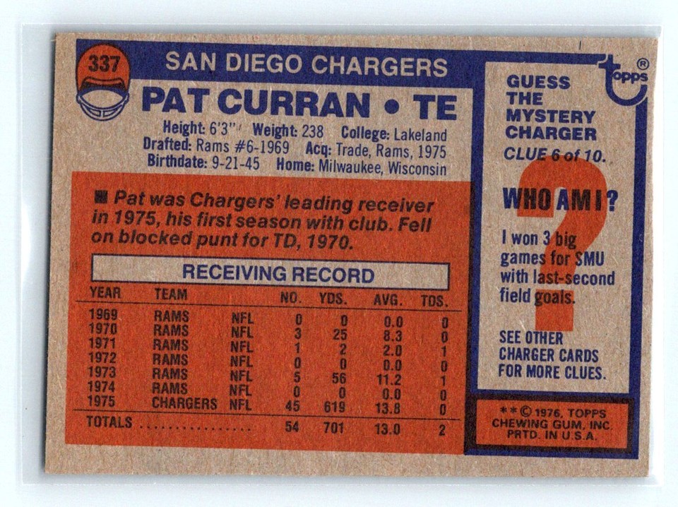 1976 Topps #337 Pat Curran | eBay