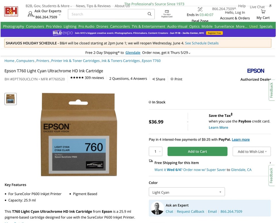 6 Epson OEM 760 Ink Cartridges for Epson Surecolor P600 still good not ...