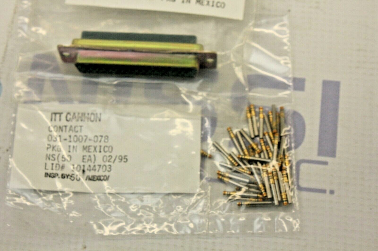 LOT OF 50 ITT CANNON 031-1007-078 NS CONTACT PINS W/DDMAM50S CONNECTOR ...