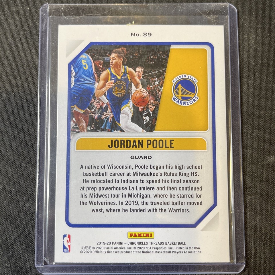 2019-20 Panini Chronicles Threads Jordan Poole #89 Rookie Card RC ...