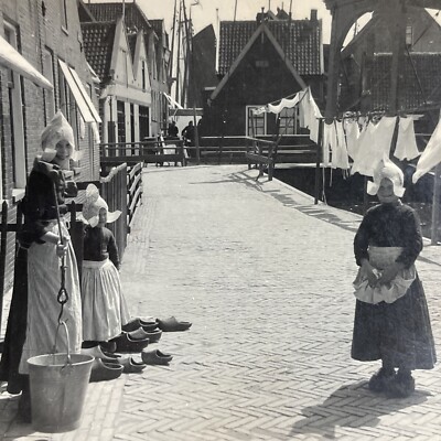 Antique 1930s Traditional Dutch Girls Volendam NL Stereoview Photo Card ...