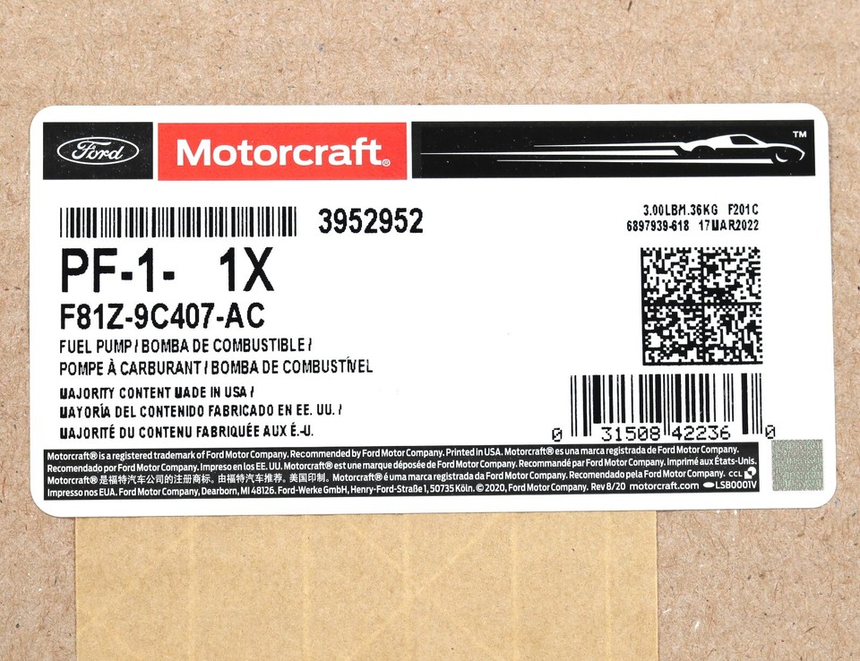 99-03 7.3L Ford Powerstroke Genuine OEM Motorcraft PF-1 Fuel Pump F81Z ...