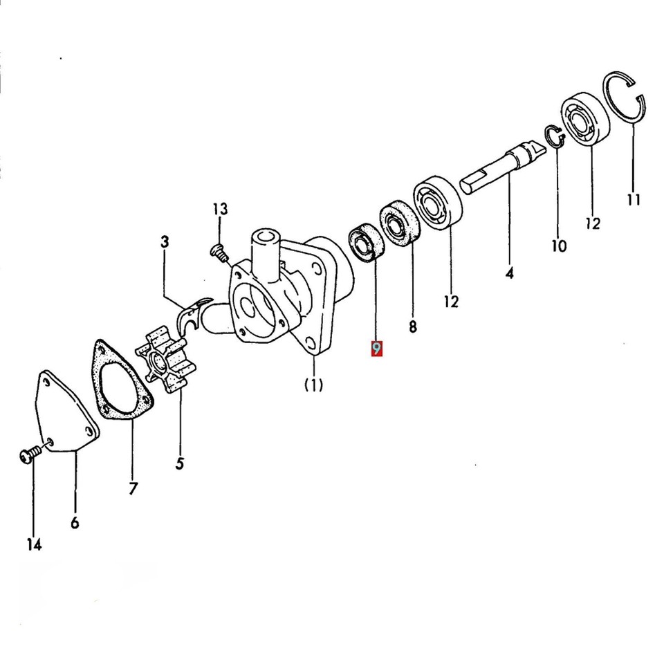 Genuine YANMAR - 1GM - 1GM10 Sea Water Pump (Early) 'Water' Seal 124240 ...