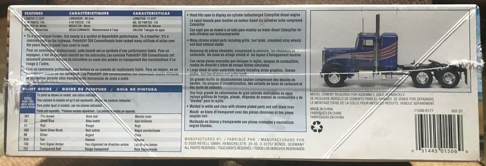 Peterbilt 359 Conventional Without Trailer Revell 1/25 Scale Plastic ...