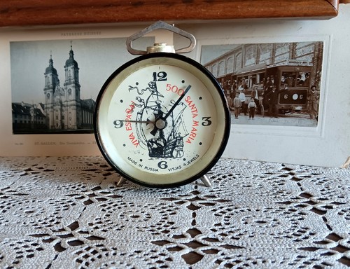 Vintage alarm clock, Vityaz 500 years since Columbus ship Santa Maria ...