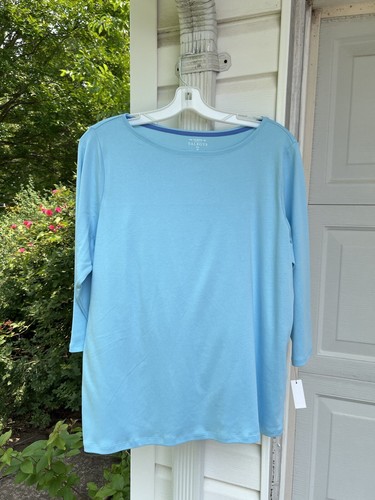 NWT Talbots Pretty Light Blue Ballet Neck 3/4 Sleeve Top 2X 18W 20W | eBay