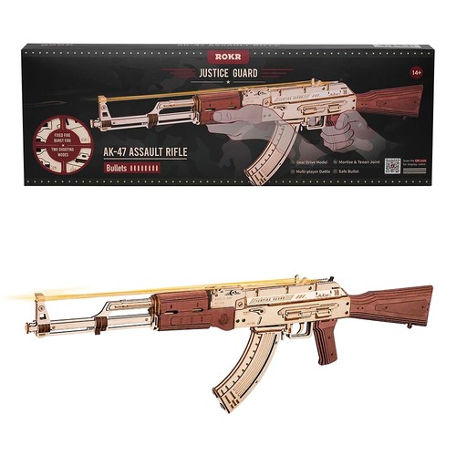 ROBOTIME ROKR AK-47 Assault Rifle Rubber Band Gun Wooden Model Kit ...