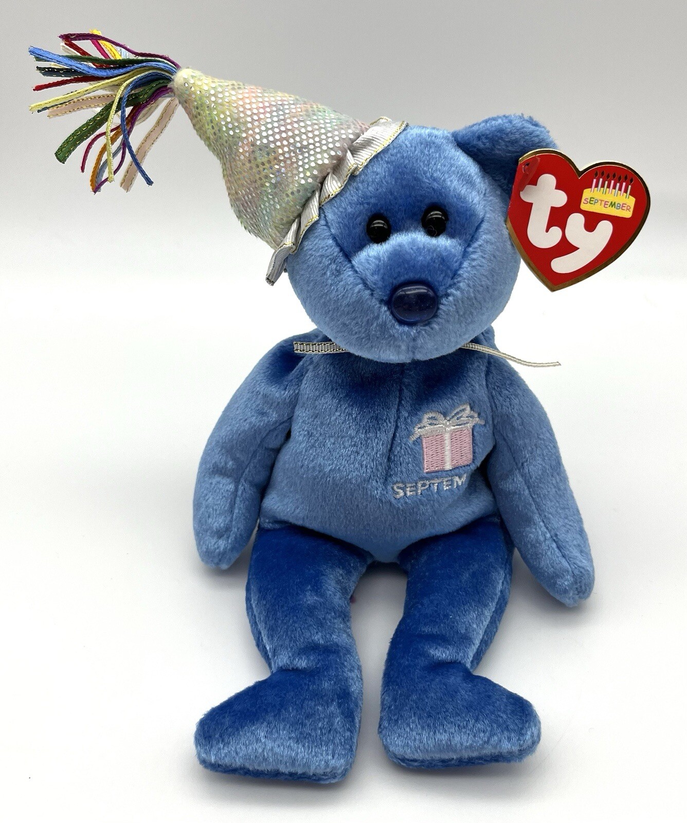 Ty Beanie Babies “September” the Blue Birthday Teddy Bear w/ Party Hat ...