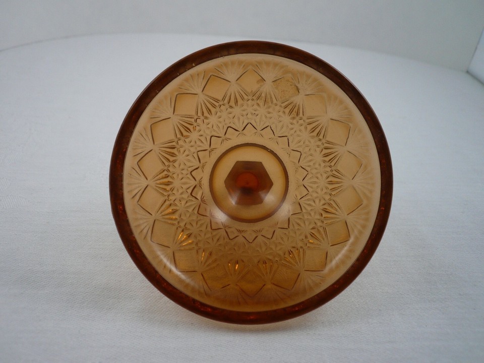 LID ONLY Fenton Olde Virginia Glass Colonial Amber Fine Cut and Block ...