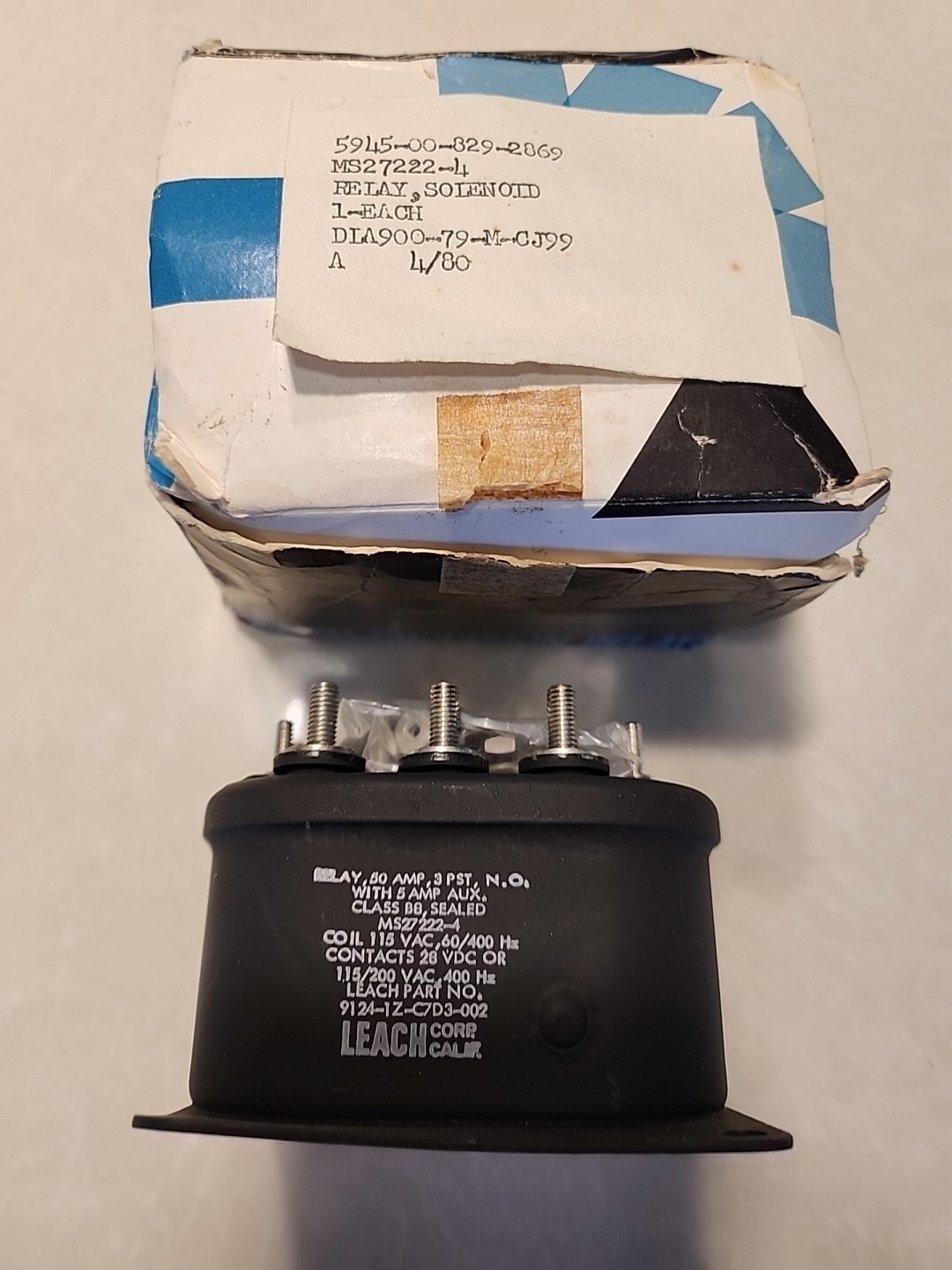 LEACH RELAY 9124-1Z-C7D3-002, MS27222-4, NSN: 5945-00-829-2869, NOS. | eBay