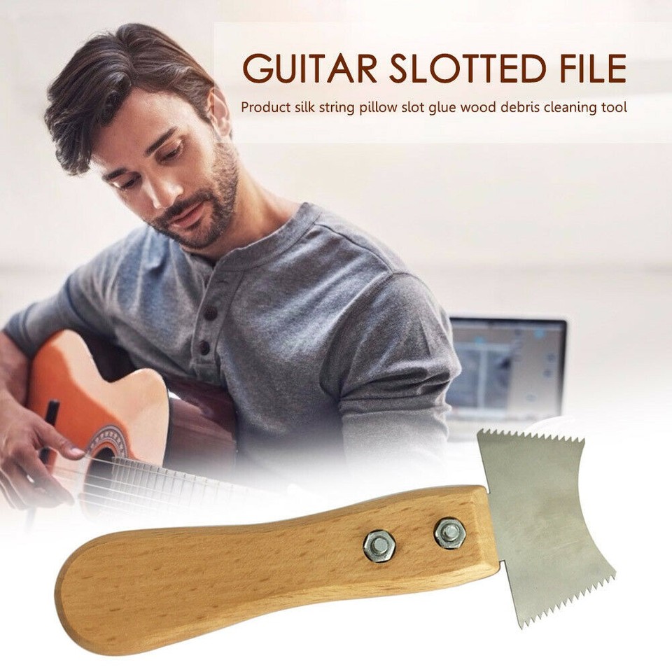 Wood+Stainless Steel Guitar Fret Saw Nuts String Slots Cleaning File ...