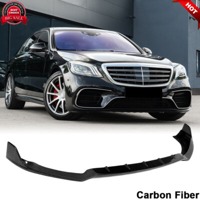 For Benz W222 S63 S65 2016-18 REAL CARBON Front Bumper Lip Spoiler ...