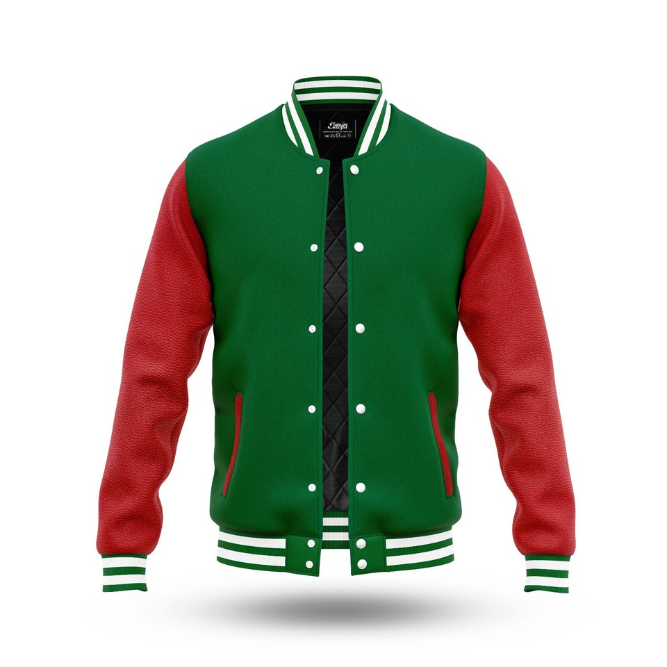 Bomber Jacket With Original Leather Sleeves & Wool Body, American ...