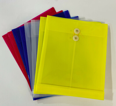 9"x11" Expandable Plastic Envelope w/String-Tie Closure Multi-Color (8 ...