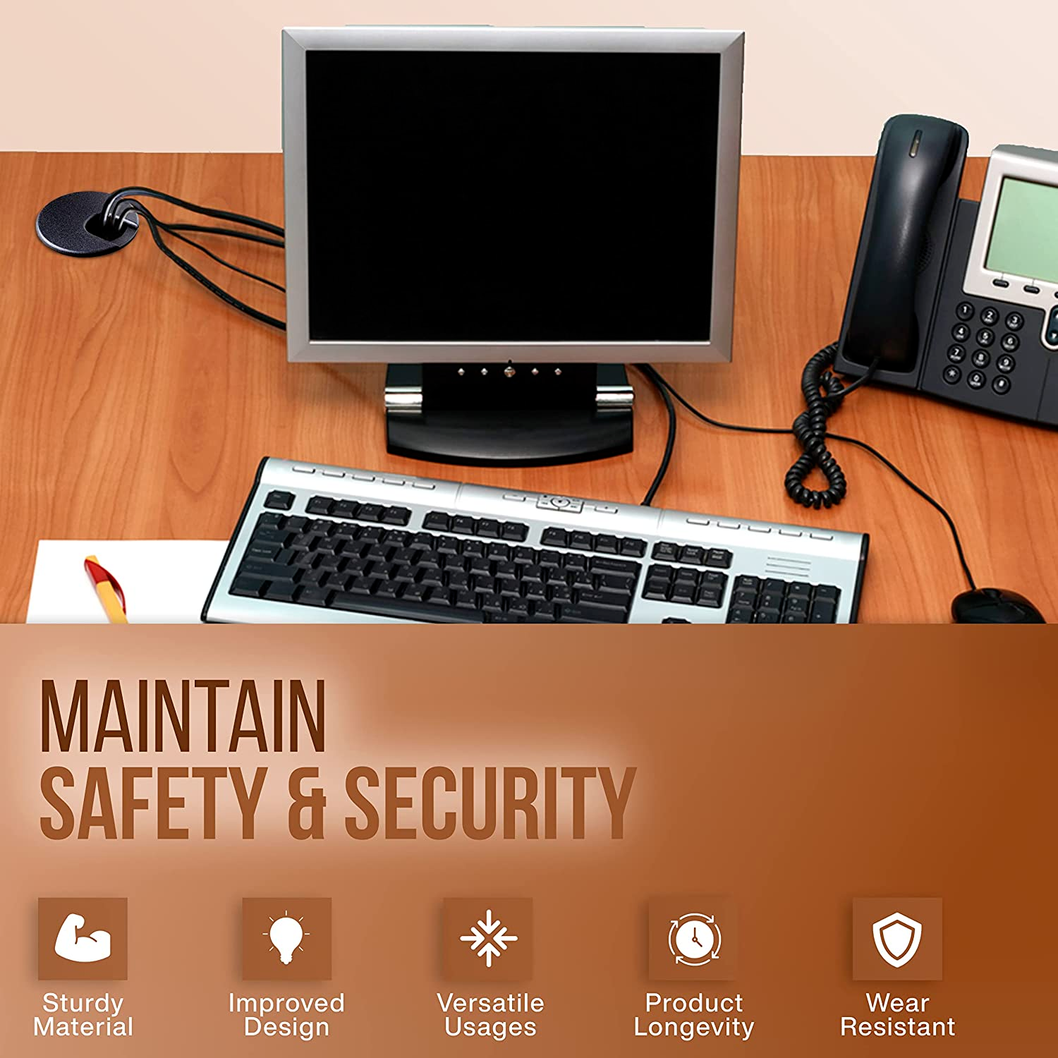 Desk Grommet Desk Hole Covers 2 Inch Black with Caps 2 Pack | eBay