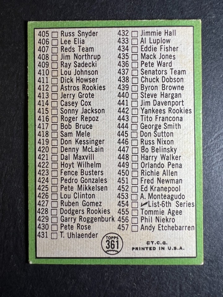 1967 Topps Checklist - #361 Roberto Clemente unmarked | eBay